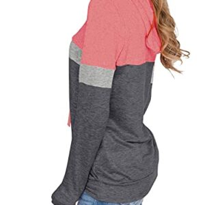 Lylinan Womens Tops Ladies Shirts Trendy Casual Tunic Long Sleeve Hoodies Pullover Sweatshirts Loose Fitting Tee Fall Fashion Style Clothing Pink Grey X-Large