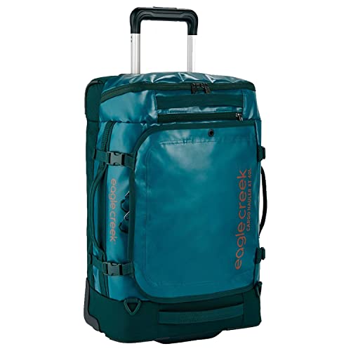 Eagle Creek Cargo Hauler XT Wheeled International Carry On Luggage Duffel with Telescoping Handle and Straps, Lockable U-Lid, Top Compartment, and Compression Straps, Arctic Seagreen - 30L/22"