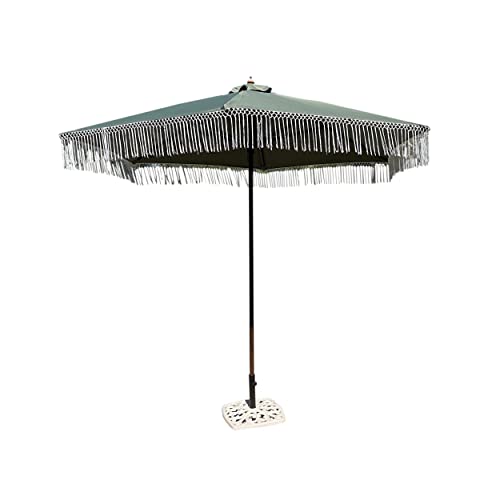 Formosa Covers 9ft 8 Ribs Replacement Umbrella CANOPY ONLY w/Tassel Luxurious Bohemian Valance for Outdoor Decor, Entertainment and Poolside (Sage Green)