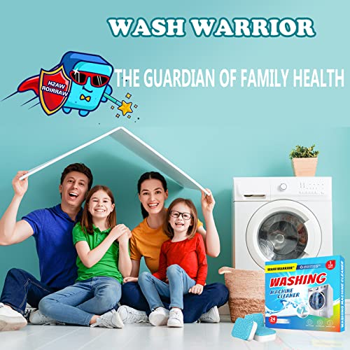 Wash Warrior Washing Machine Cleaner, Washer Machine Cleaner, Washing Machine Deep Cleaning Tablets, for All Machines Including He, Freshen Your Washing Machine. 24Tablets.