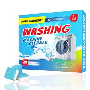 wash warrior washing machine cleaner, washer machine cleaner, washing machine deep cleaning tablets, for all machines including he, freshen your washing machine. 24tablets.