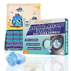 wash warrior washing machine cleaner, washer machine cleaner, washing machine deep cleaning tablets, for all machines including he, freshen your washing machine (1 packs/ 15tablets)