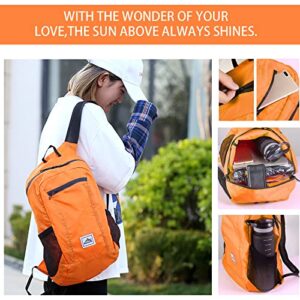 Lywencom Hiking Backpack,Ultra-Light 20L Waterproof Folding Sports Lightweight Waterproof Backpack Suitable for Outdoor Camping Picnic (Orange)