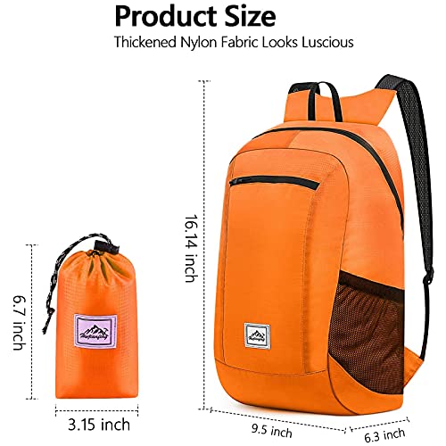 Lywencom Hiking Backpack,Ultra-Light 20L Waterproof Folding Sports Lightweight Waterproof Backpack Suitable for Outdoor Camping Picnic (Orange)