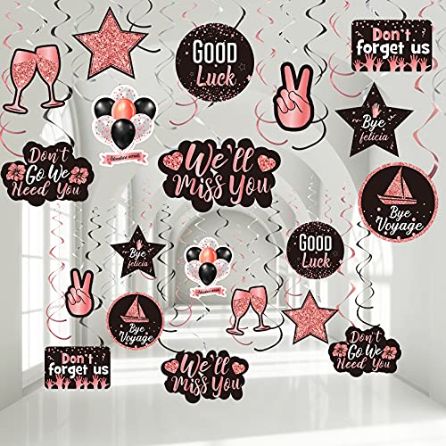 30 Pieces Farewell Party Decorations, Glitter We Will Miss You Sign Going Away Party Foil Ceiling Decor for Retirement Party Bye Office Work Party (Rose Gold)