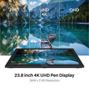 HUION Kamvas Pro 24 4K UHD Graphics Drawing Tablet with Full-Laminated Screen Anti-Glare Glass 140% sRGB - Battery-Free Stylus 8192 Pen Pressure and Wireless Express Key, 23.8 Inch Black