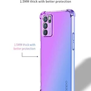 ZMONE Phone Case for Oppo Reno 6 5g Case with Tempered Glass Screen Protector [2 Pack], Clear Gradient Soft TPU Bumper Slim Anti-Scratch Shockproof Protective Cover - Blue/Pink