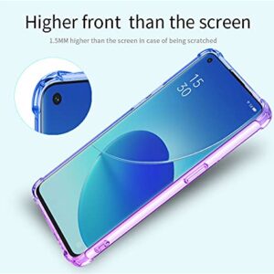 ZMONE Phone Case for Oppo Reno 6 5g Case with Tempered Glass Screen Protector [2 Pack], Clear Gradient Soft TPU Bumper Slim Anti-Scratch Shockproof Protective Cover - Blue/Pink