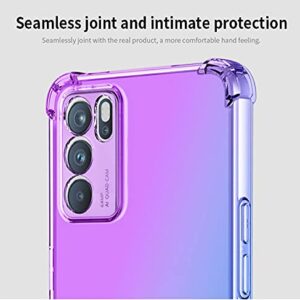 ZMONE Phone Case for Oppo Reno 6 5g Case with Tempered Glass Screen Protector [2 Pack], Clear Gradient Soft TPU Bumper Slim Anti-Scratch Shockproof Protective Cover - Blue/Pink