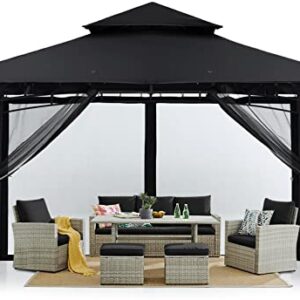 MASTERCANOPY Outdoor Garden Gazebo for Patios with Stable Steel Frame and Netting Walls (10x12,Black)