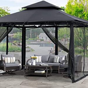 MASTERCANOPY Outdoor Garden Gazebo for Patios with Stable Steel Frame and Netting Walls (10x12,Black)