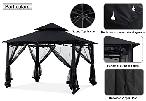 MASTERCANOPY Outdoor Garden Gazebo for Patios with Stable Steel Frame and Netting Walls (10x12,Black)