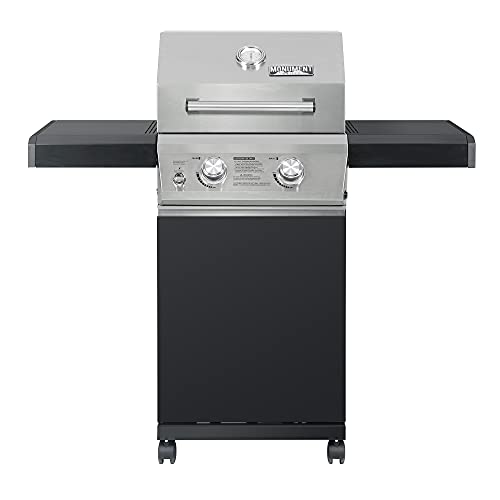 Monument Grills 2 Burners Propane Gas Grill Outdoor Cooking Stainless Steel BBQ Grills with LED Controls, Black