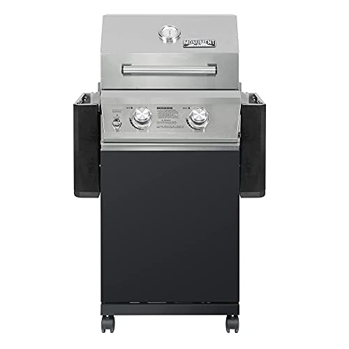 Monument Grills 2 Burners Propane Gas Grill Outdoor Cooking Stainless Steel BBQ Grills with LED Controls, Black