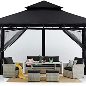 MASTERCANOPY Outdoor Garden Gazebo for Patios with Stable Steel Frame and Netting Walls (10x10,Black)