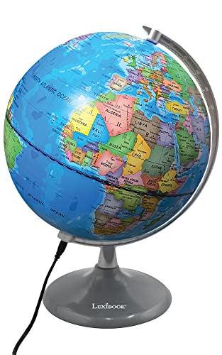 Lexibook Luminous Globe Planetarium, STEM, 2-in-1 Globe During The Day, Constellation map at Night, Blue/Black, NLJ185EN