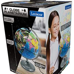 Lexibook Luminous Globe Planetarium, STEM, 2-in-1 Globe During The Day, Constellation map at Night, Blue/Black, NLJ185EN