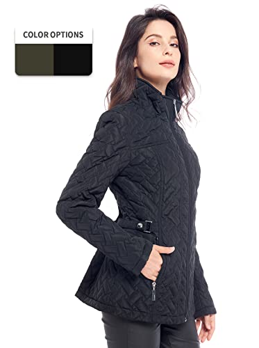 S P Y M Womens Diamond Quilted Jacket Lightweight Padding Coat with Pockets, Regular and Plus Size