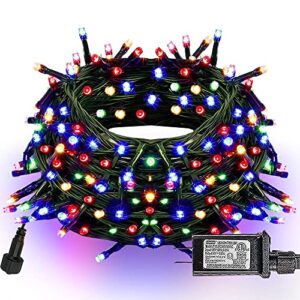 dazzle bright 300 led christmas string lights, 100 ft connectable waterproof string lights green wire with 8 modes, christmas decorations for indoor outdoor xmas party yard garden (multi colored)