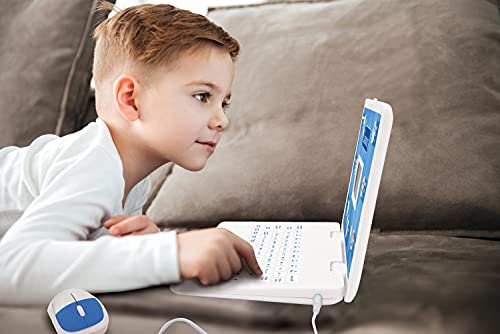 LEXiBOOK JC598i13 Educational and Bilingual Laptop Arabic/English-Toy for Child Kid (Boys & Girls) 124 Activities, Learn Play Games and Music-White/Blue