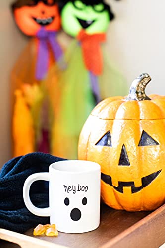 Pearhead Halloween Mug Set, Good Morning Pumpkin and Hey Boo Coffee Mugs, Novelty Fall Holiday Cups, Set of 2, 13 oz