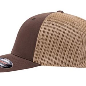 1973-1991 Blazer K5 Truck Classic Outline Design Flexfit 6511 Trucker Mesh Fitted Cap Brown/Khaki