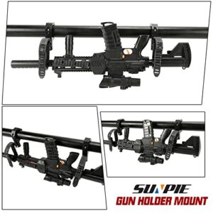 SUNPIE UTV Gun Rack, Upgrade Rubber Strap for 1.5 1.75 1.875 2inch Round Roll Bar Mount Holder Compatible with Polaris Ranger RZR General Can am Maverick X3 Defender Honda Pioneer Talon Kawasaki