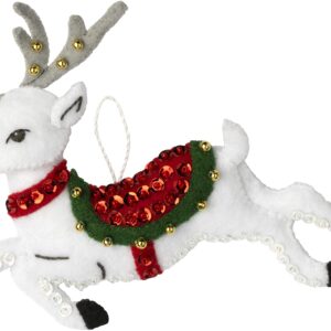 Bucilla Felt Applique 6 Piece Ornament Making Kit, Festive Reindeer, Perfect for DIY Arts and Crafts, 89299E