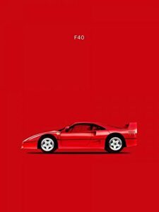 ferrari f40 by mark rogan - 12x16 art print poster