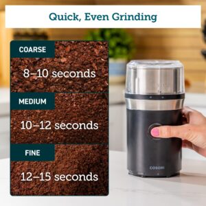 COSORI Electric Coffee Grinders for Spices, Seeds, Herbs, and Coffee Beans, Spice Blender and Espresso Grinder, Wet and Dry Grinder, Included 2 Removable Stainless Steel Bowls, Black