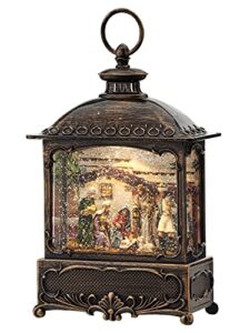 nativity lighted snow lantern 11"