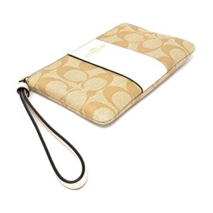 COACH Women's Corner Zip Wristlet in Signature Canvas (Light Khaki - Chalk)