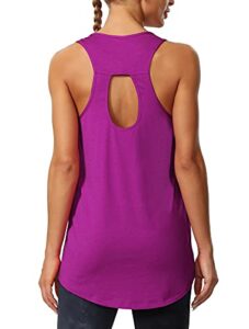 cakulo workout long tank tops for women plus size loose fit athletic shirts exercise gym muscle active yoga swimwear sport swimwear razorback sleeveless tops heather purple 3xl