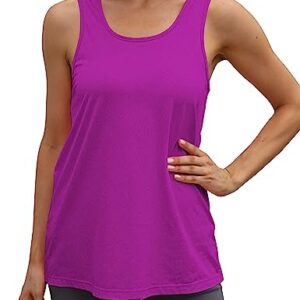 Cakulo Workout Long Tank Tops for Women Plus Size Loose Fit Athletic Shirts Exercise Gym Muscle Active Yoga Swimwear Sport Swimwear Razorback Sleeveless Tops Heather Purple 3XL