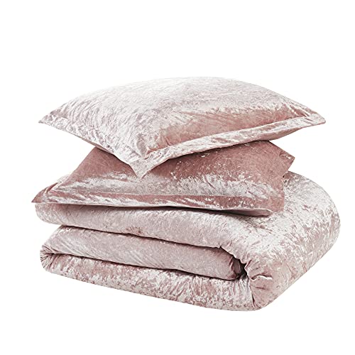 Comfort Spaces Juliette Luxe Comforter Set Velvet Lush with Soft Brushed Microfiber Reverse, All Season Cozy Velvet Bedding Sets, Fluffy Comforter Bed Set, Matching Sham, Blush Full/Queen 3 Piece