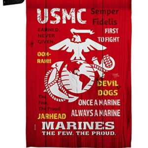 Breeze Decor USMC Garden Flag Set Mailbox Hanger Armed Forces Marine Corps Semper Fi United State American Military Veteran Retire Official House Banner Small Yard Gift Double-Sided, Made in USA