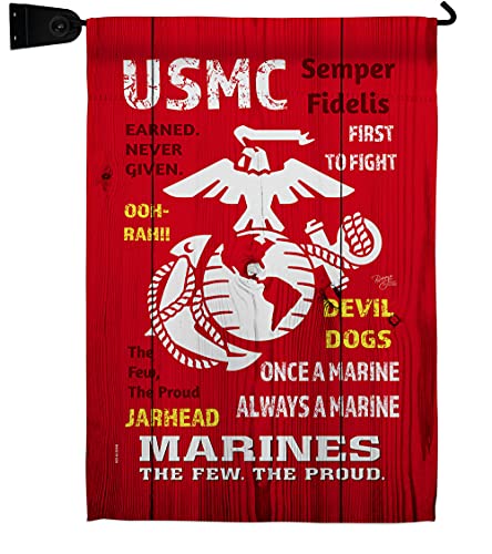 Breeze Decor USMC Garden Flag Set Mailbox Hanger Armed Forces Marine Corps Semper Fi United State American Military Veteran Retire Official House Banner Small Yard Gift Double-Sided, Made in USA