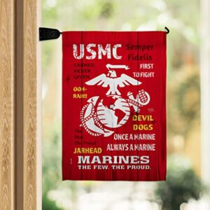 Breeze Decor USMC Garden Flag Set Mailbox Hanger Armed Forces Marine Corps Semper Fi United State American Military Veteran Retire Official House Banner Small Yard Gift Double-Sided, Made in USA