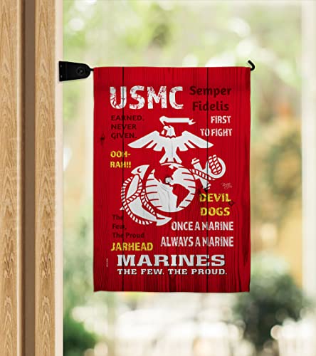 Breeze Decor USMC Garden Flag Set Mailbox Hanger Armed Forces Marine Corps Semper Fi United State American Military Veteran Retire Official House Banner Small Yard Gift Double-Sided, Made in USA