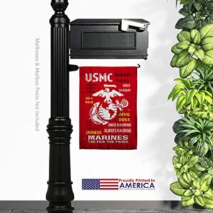 Breeze Decor USMC Garden Flag Set Mailbox Hanger Armed Forces Marine Corps Semper Fi United State American Military Veteran Retire Official House Banner Small Yard Gift Double-Sided, Made in USA