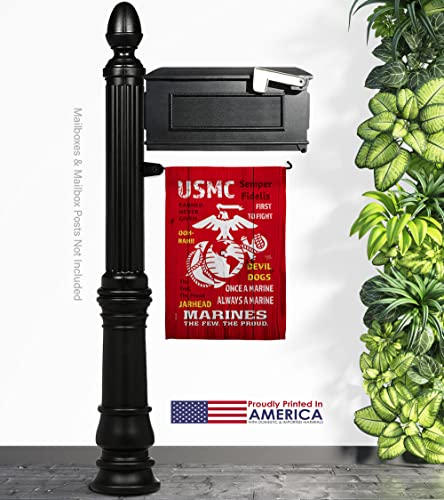 Breeze Decor USMC Garden Flag Set Mailbox Hanger Armed Forces Marine Corps Semper Fi United State American Military Veteran Retire Official House Banner Small Yard Gift Double-Sided, Made in USA