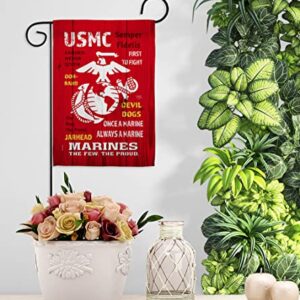 Breeze Decor USMC Garden Flag Set Mailbox Hanger Armed Forces Marine Corps Semper Fi United State American Military Veteran Retire Official House Banner Small Yard Gift Double-Sided, Made in USA