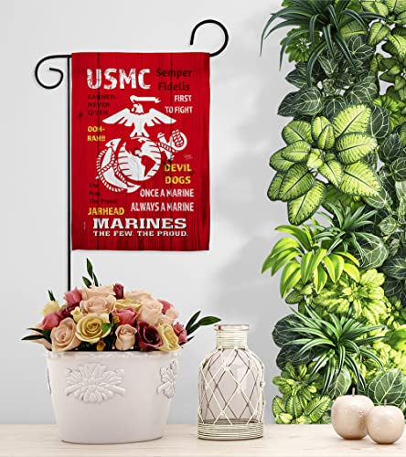 Breeze Decor USMC Garden Flag Set Mailbox Hanger Armed Forces Marine Corps Semper Fi United State American Military Veteran Retire Official House Banner Small Yard Gift Double-Sided, Made in USA