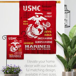 Breeze Decor USMC Garden Flag Set Mailbox Hanger Armed Forces Marine Corps Semper Fi United State American Military Veteran Retire Official House Banner Small Yard Gift Double-Sided, Made in USA