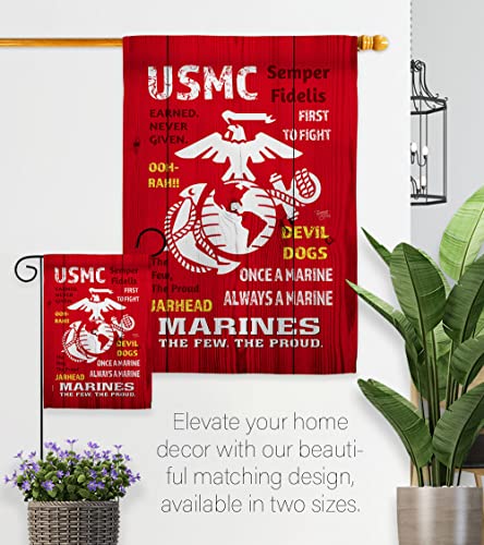 Breeze Decor USMC Garden Flag Set Mailbox Hanger Armed Forces Marine Corps Semper Fi United State American Military Veteran Retire Official House Banner Small Yard Gift Double-Sided, Made in USA