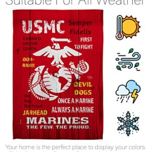 Breeze Decor USMC Garden Flag Set Mailbox Hanger Armed Forces Marine Corps Semper Fi United State American Military Veteran Retire Official House Banner Small Yard Gift Double-Sided, Made in USA