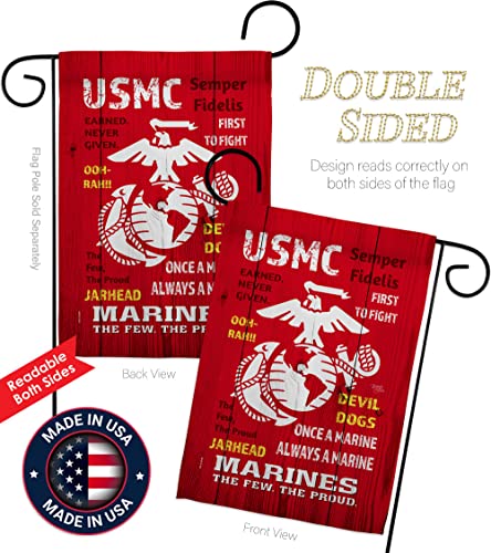 Breeze Decor USMC Garden Flag Set Mailbox Hanger Armed Forces Marine Corps Semper Fi United State American Military Veteran Retire Official House Banner Small Yard Gift Double-Sided, Made in USA