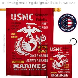 Breeze Decor USMC Garden Flag Set Mailbox Hanger Armed Forces Marine Corps Semper Fi United State American Military Veteran Retire Official House Banner Small Yard Gift Double-Sided, Made in USA