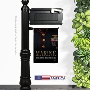 Dress Blue Marine Garden Flag - Set Mailbox Hanger Armed Forces Corps USMC Semper Fi United State American Military Veteran Retire Official - House Banner Small Yard Gift Double-Sided 13 X 18.5