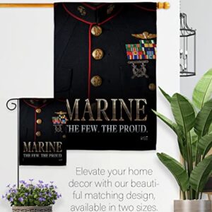 Dress Blue Marine Garden Flag - Set Mailbox Hanger Armed Forces Corps USMC Semper Fi United State American Military Veteran Retire Official - House Banner Small Yard Gift Double-Sided 13 X 18.5